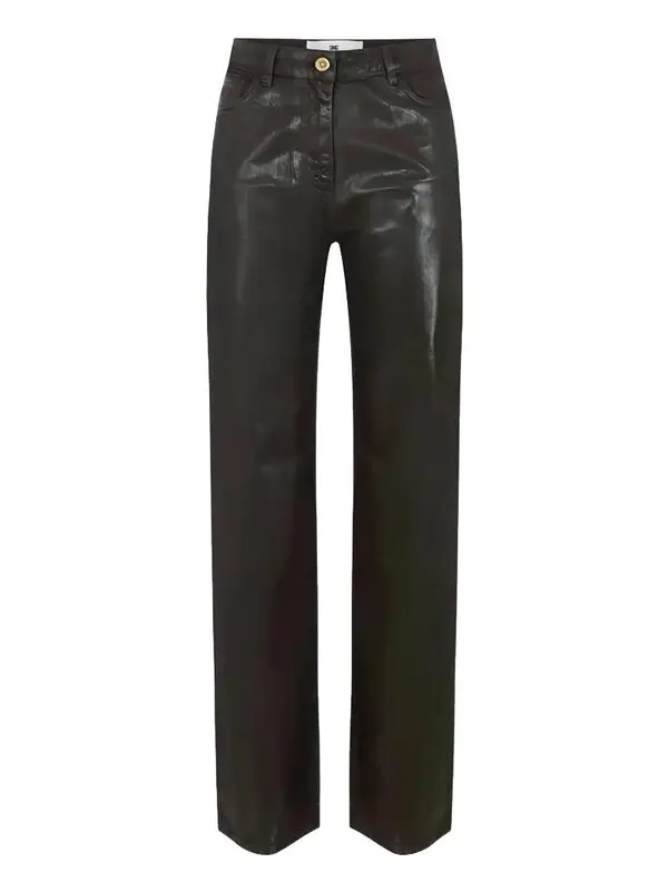 Elisabetta Franchi Loose Jeans With Laminated Effect - Brown