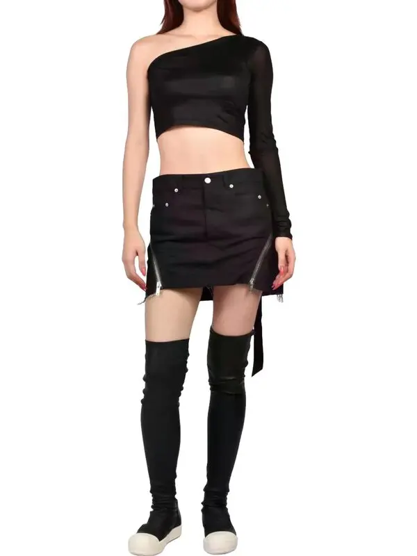 Rick Owens Ziggy T Asymmetric Cropped T-shirt - Black
