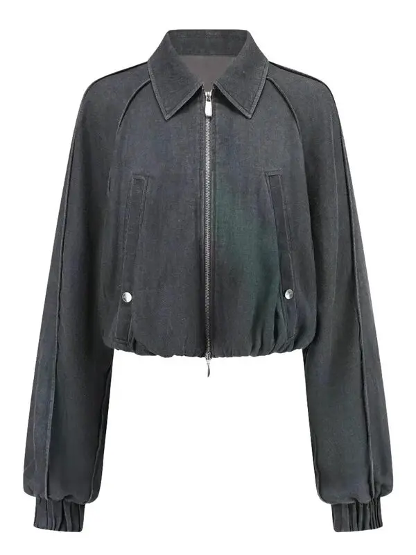 OUDE WAAG Washed Cocoon Cropped Jacket - Grey