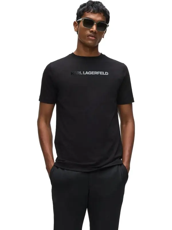 Karl Lagerfeld Metal Badge Logo T-shirt - Black