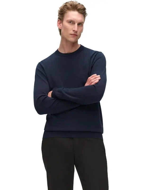 Karl Lagerfeld Crew Neck Wool Sweater - Navy