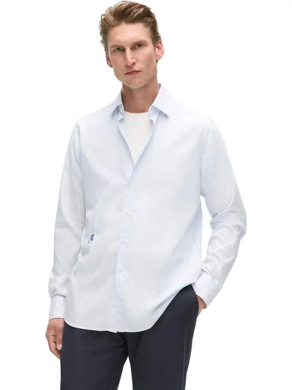 Karl Lagerfeld Modern-fit Spread Collar Shirt - White/blue