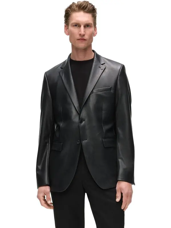 Karl Lagerfeld Slim-fit Faux-leather Jacket - Black