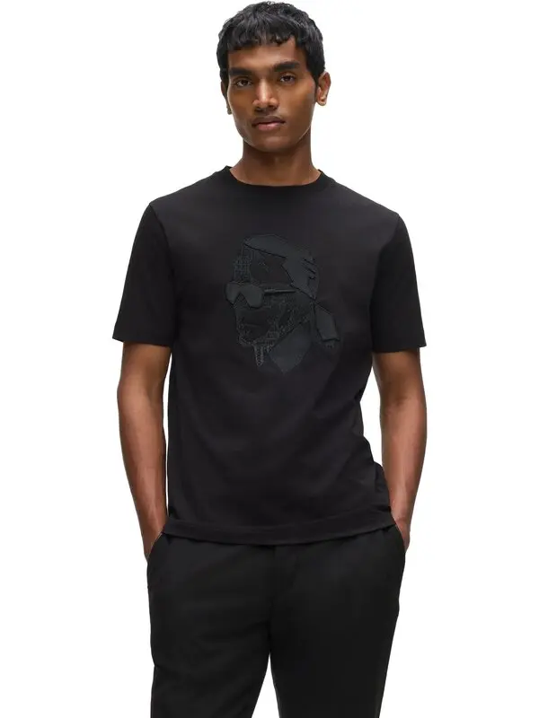 Karl Lagerfeld Karl Portrait Embroidery T-shirt - Black