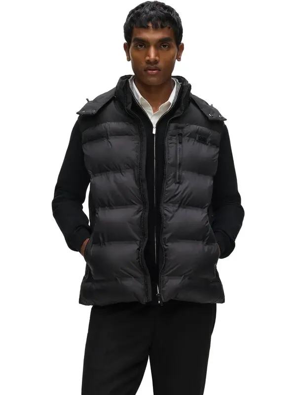 Karl Lagerfeld Hooded Padded Gilet - Black