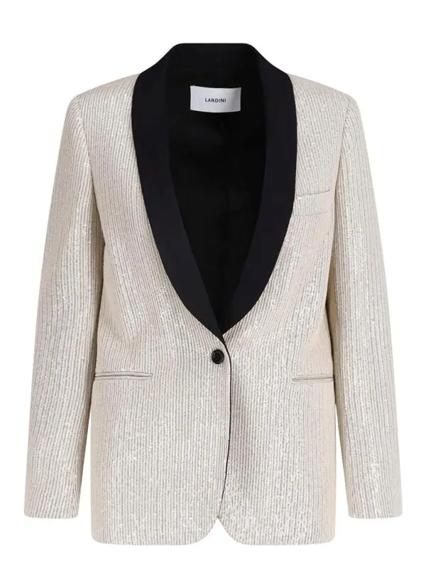LARDINI Single-breasted Sequin Blazer - Cream