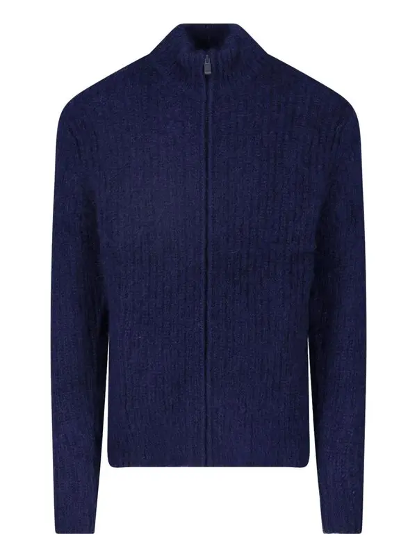 Aspesi Wool And Mohair Zip Sweater - Blue