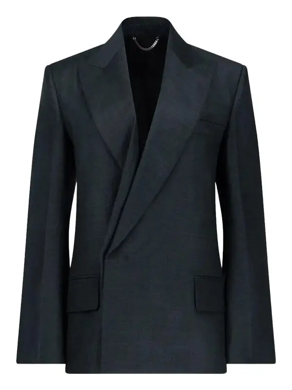 Victoria Beckham Wool Fold Back Lapel Jacket - Green