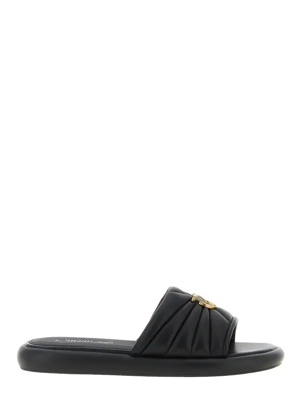 Pinko Fiona 03 Quilted Nappa Leather Slides - Black