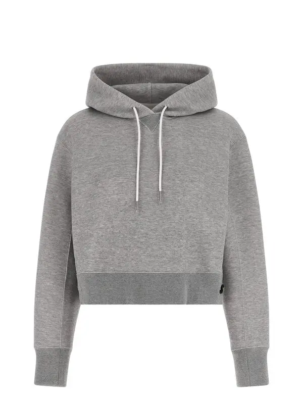 Sacai Mélange Cotton Blend Cropped Hoodie - Gray
