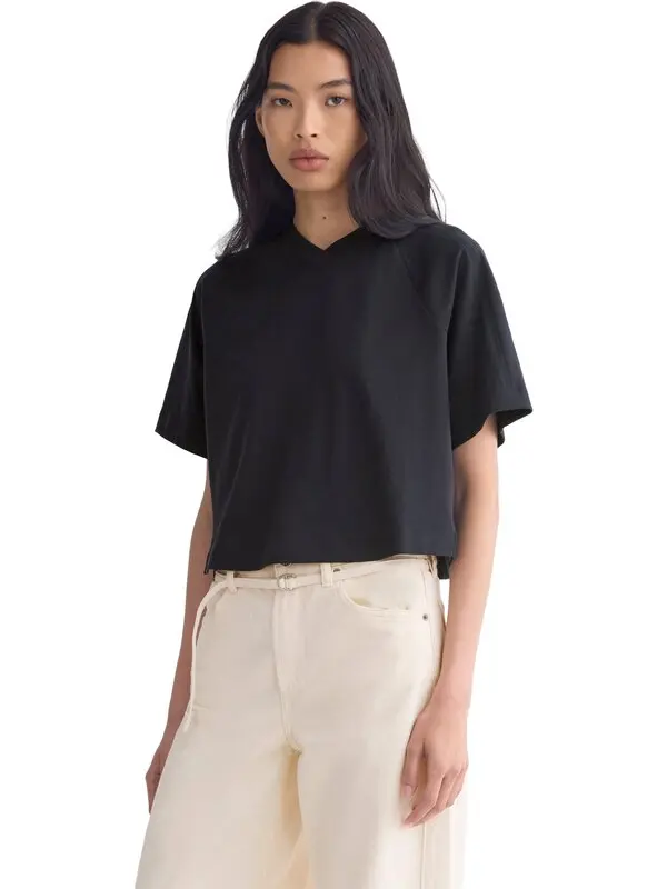Everlane Premium Weight Cropped Paneled Tshirt - Black