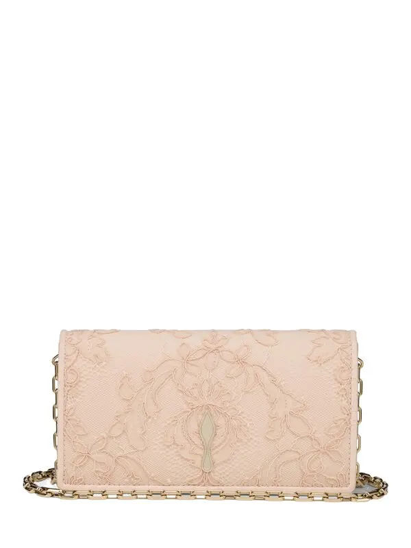 CHRISTIAN LOUBOUTIN Bettina Crepe Satin Lace Clutch Bag - Nude