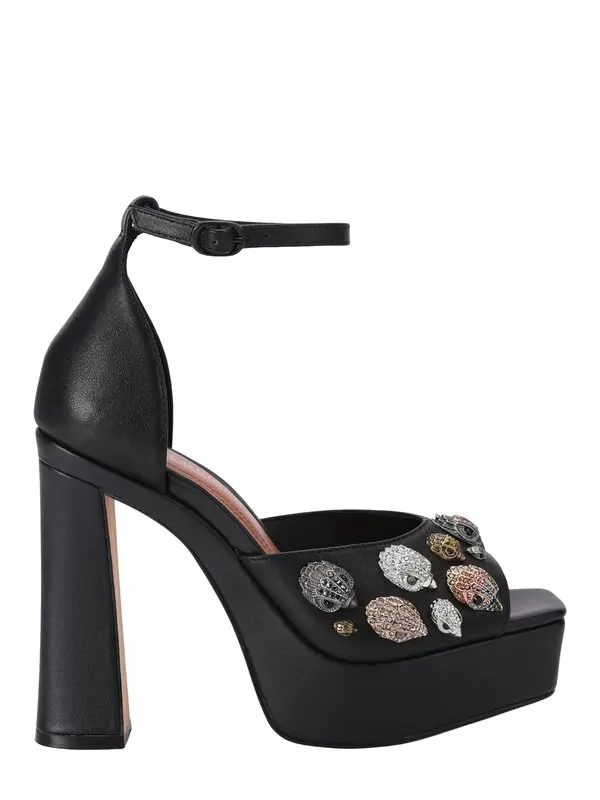 Kurt Geiger Leather Embellished Eagles Platform Sandals 13 - Black
