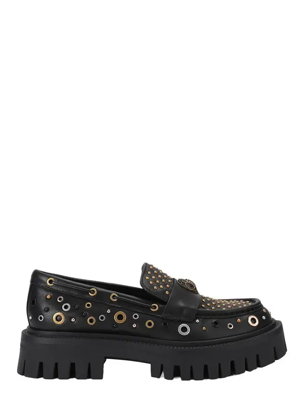 Kurt Geiger Leather Studded Chunky Loafers - Black