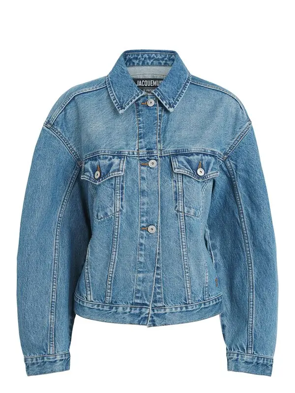 Jacquemus Curved Denim Jacket - Blue
