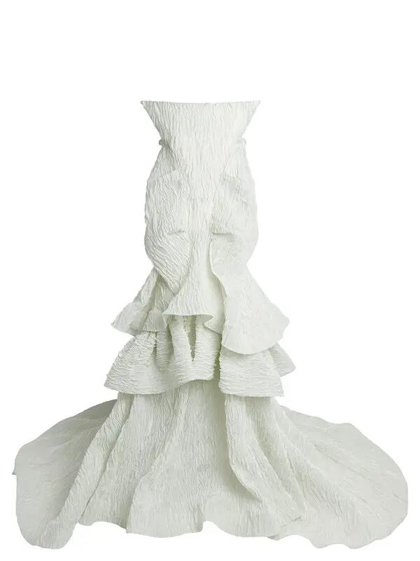 Maticevski Friesian Gown Textured Tiered Maxi Dress - White