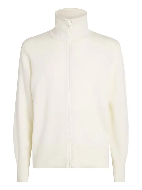 Sandro Wool Zip-up High Neck Cardigan - Beige