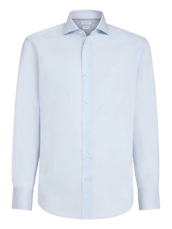 Brunello Cucinelli Cotton Twill Shirt - Blue