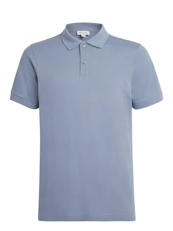 Sunspel Supima Cotton Polo Shirt - Blue