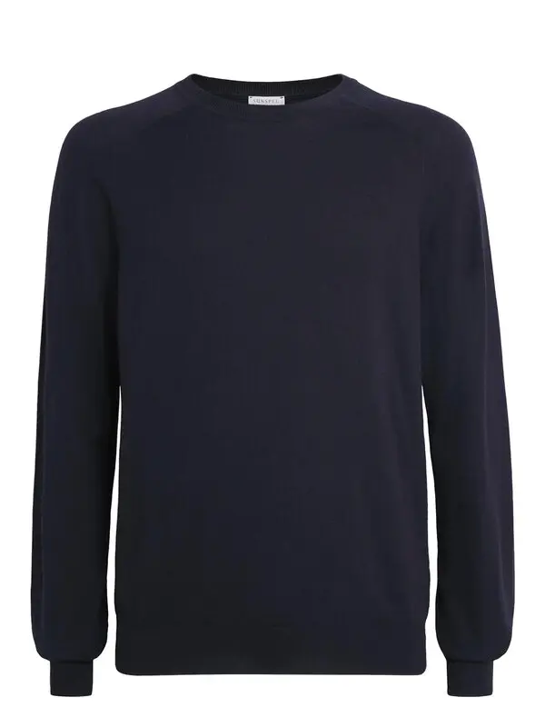 Sunspel Sea Island Cotton-cashmere Crew Neck Sweater - Navy