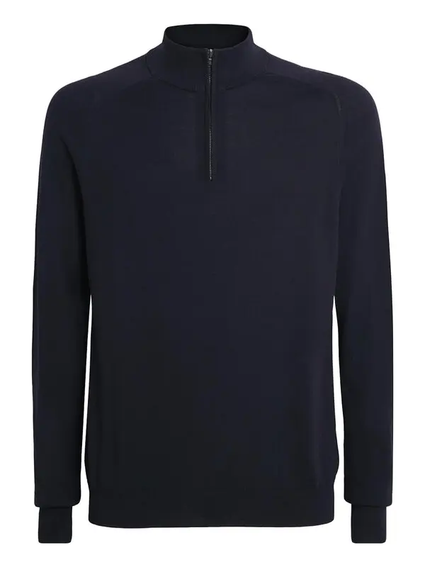 Sunspel Sea Island Cashmere Half-zip Sweater - Navy