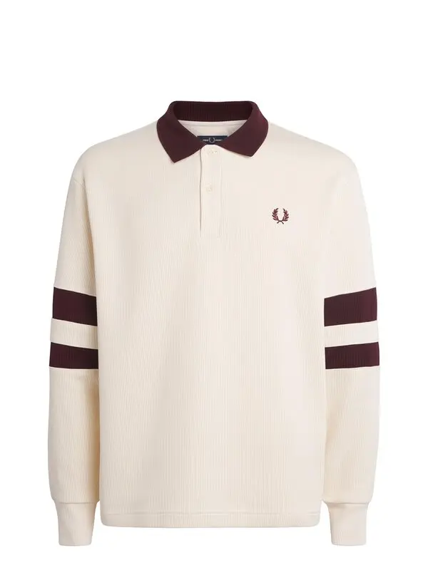 Fred Perry Cotton Logo Polo Sweatshirt - Ivory