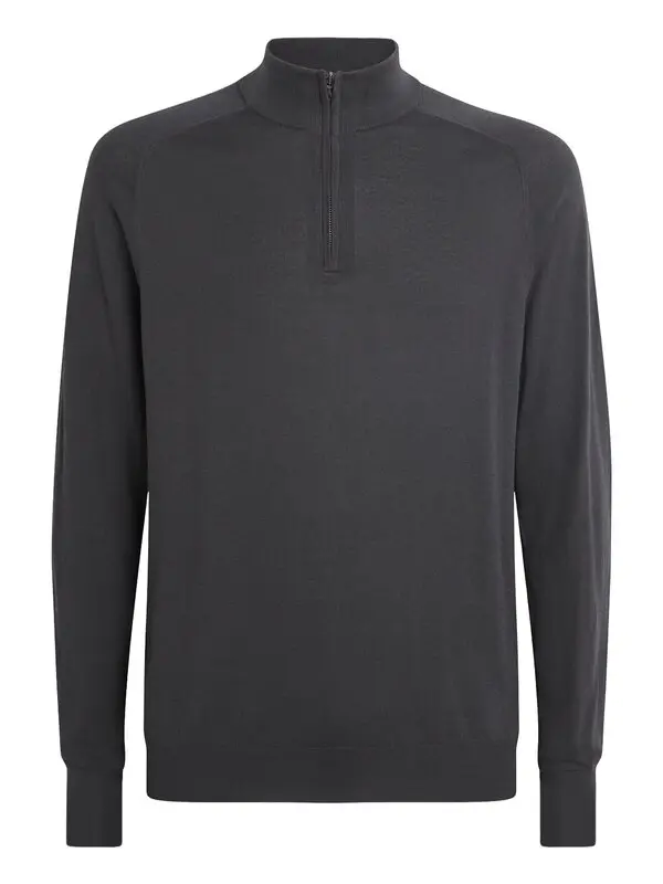 Sunspel Sea Island Cashmere Half-zip Sweater - Brown