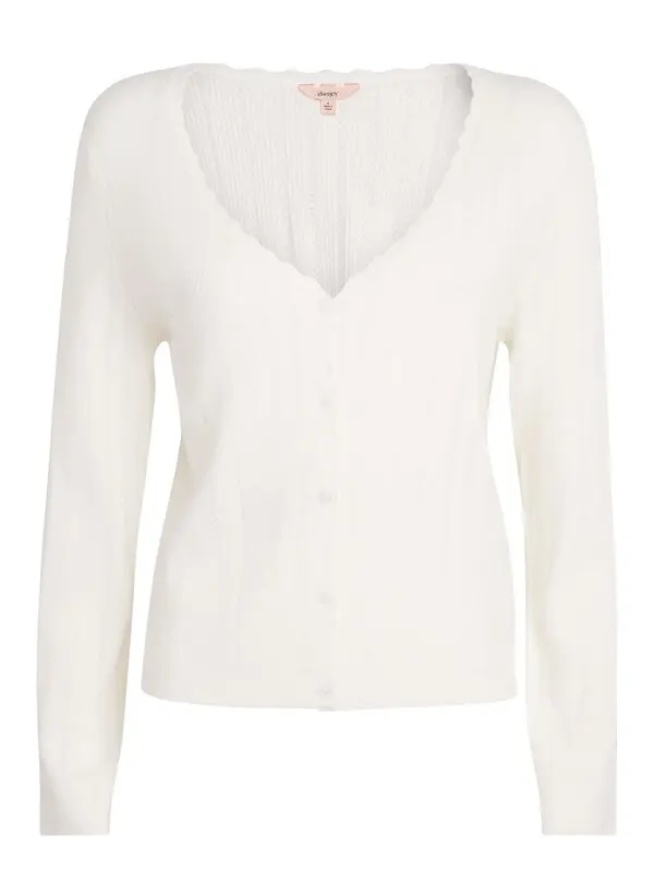 Eberjey Pointelle Cardigan - Ivory