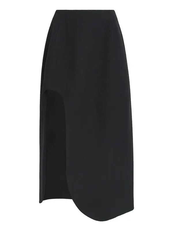 JIL SANDER Wool Sablé Midi Skirt - Black