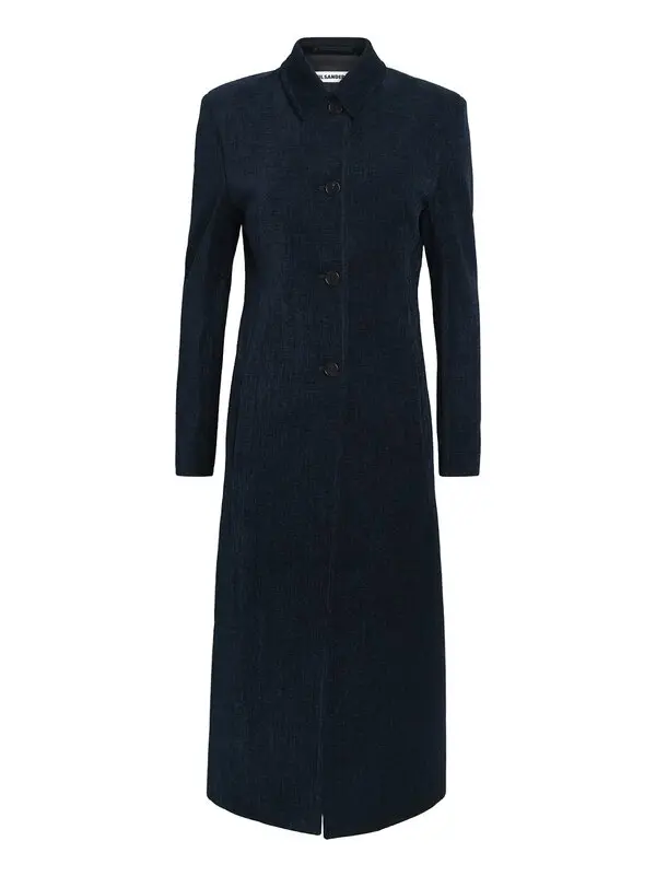 JIL SANDER Chenille Car Coat - Navy