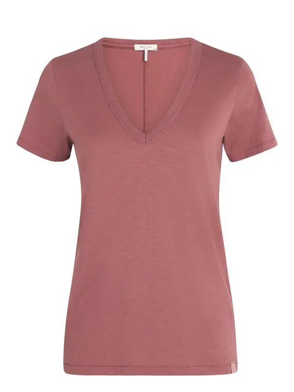 Rag & Bone Cotton The Slub Vee T-shirt - Red