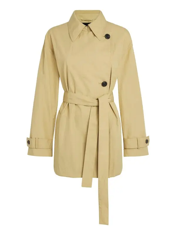 Theory Cropped Belted Trench Coat - Beige