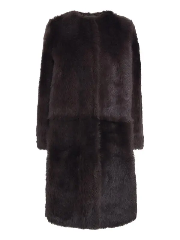 Almada Label Shearling Gemma Coat - Brown