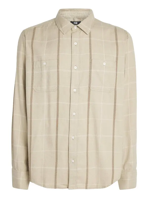 Paige Check Everett Shirt - Beige