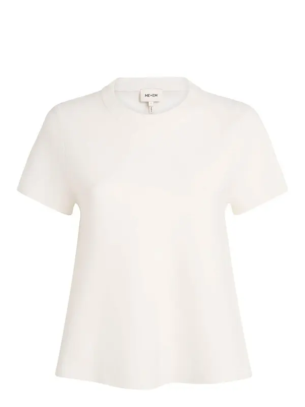 ME+EM Stretch-wool Ribbed T-shirt - Beige