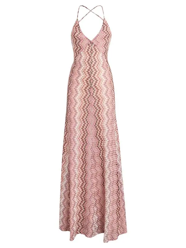 Missoni Zigzag V-neck Maxi Dress - Pink