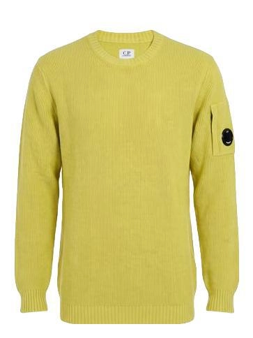 C.P. COMPANY Ribbed Crewneck Sweater With Zipper Pocket - Green