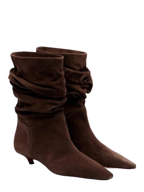 Amina Muaddi Suede Ankle Boots - Black