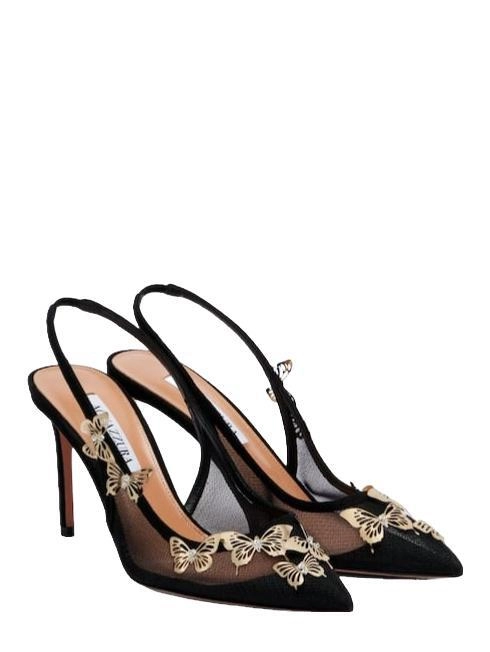 AQUAZZURA Embellished Mesh Slingback Pumps - No
