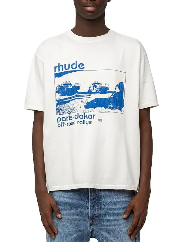 R H U D E Trail Of Dust Graphic Tee - White/blue