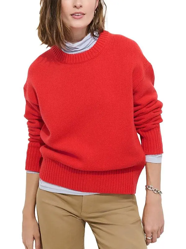 ALEX MILL Nottinghill Wool Blend Crewneck Sweater - Bright Red