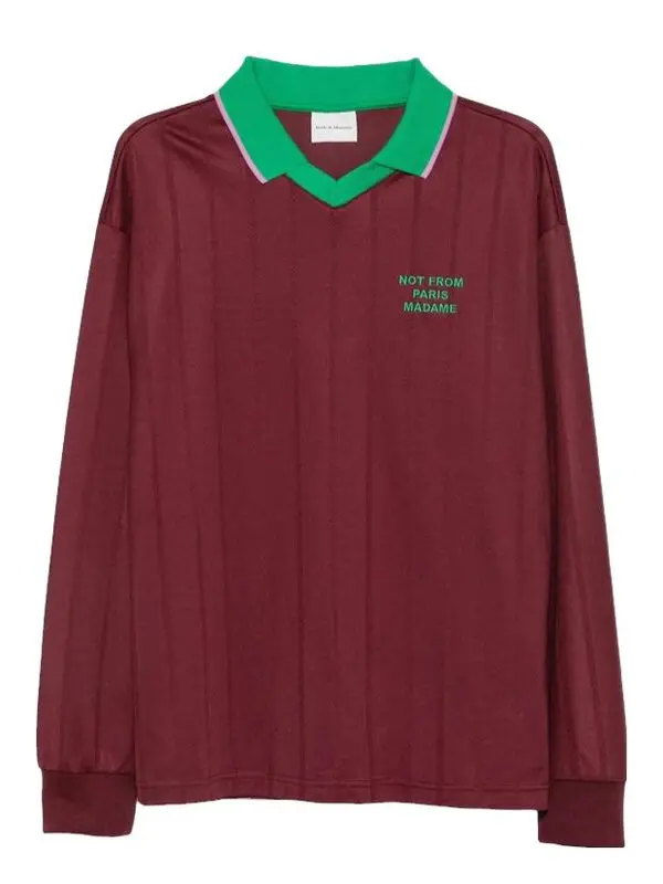 Drole De Monsieur Long-sleeve Polo Shirt - Burgundy
