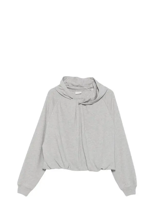 Dries Van Noten Long Sleeve Twisted Detail Hoodie - Grey