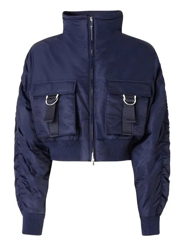 Pinko Cropped Ruched-sleeve Jacket - Blue