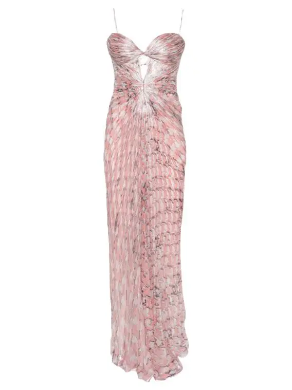 MARIA LUCIA HOHAN Sleeveless Abstract Print Pleated Maxi Dress - Pink