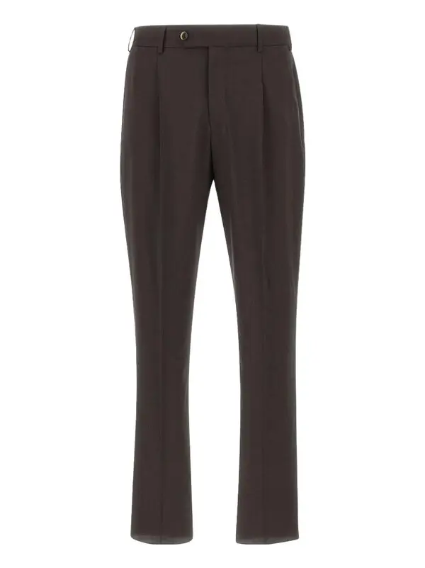 PT TORINO Tailored Pleated Pants - Dark Brown