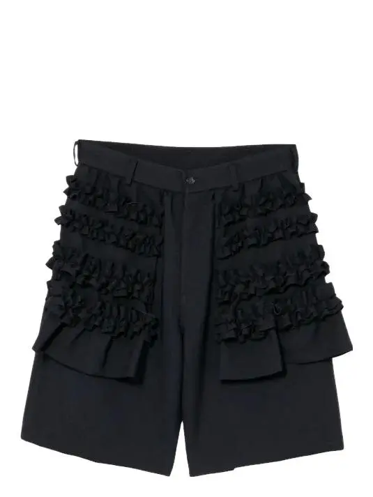 Comme Des Garçons Ruffle Knee-length Shorts - Black