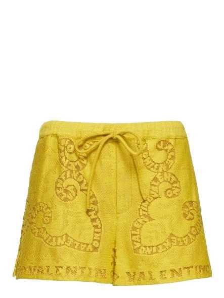 Valentino Garavani High-waisted Embroidered Shorts - Yellow