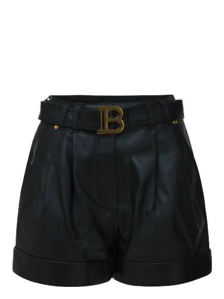 Balmain High-waisted Shorts With Pleated Detail - Black