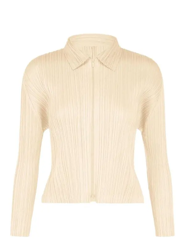 Issey Miyake Two-way Zip Pleated Jacket - Off White